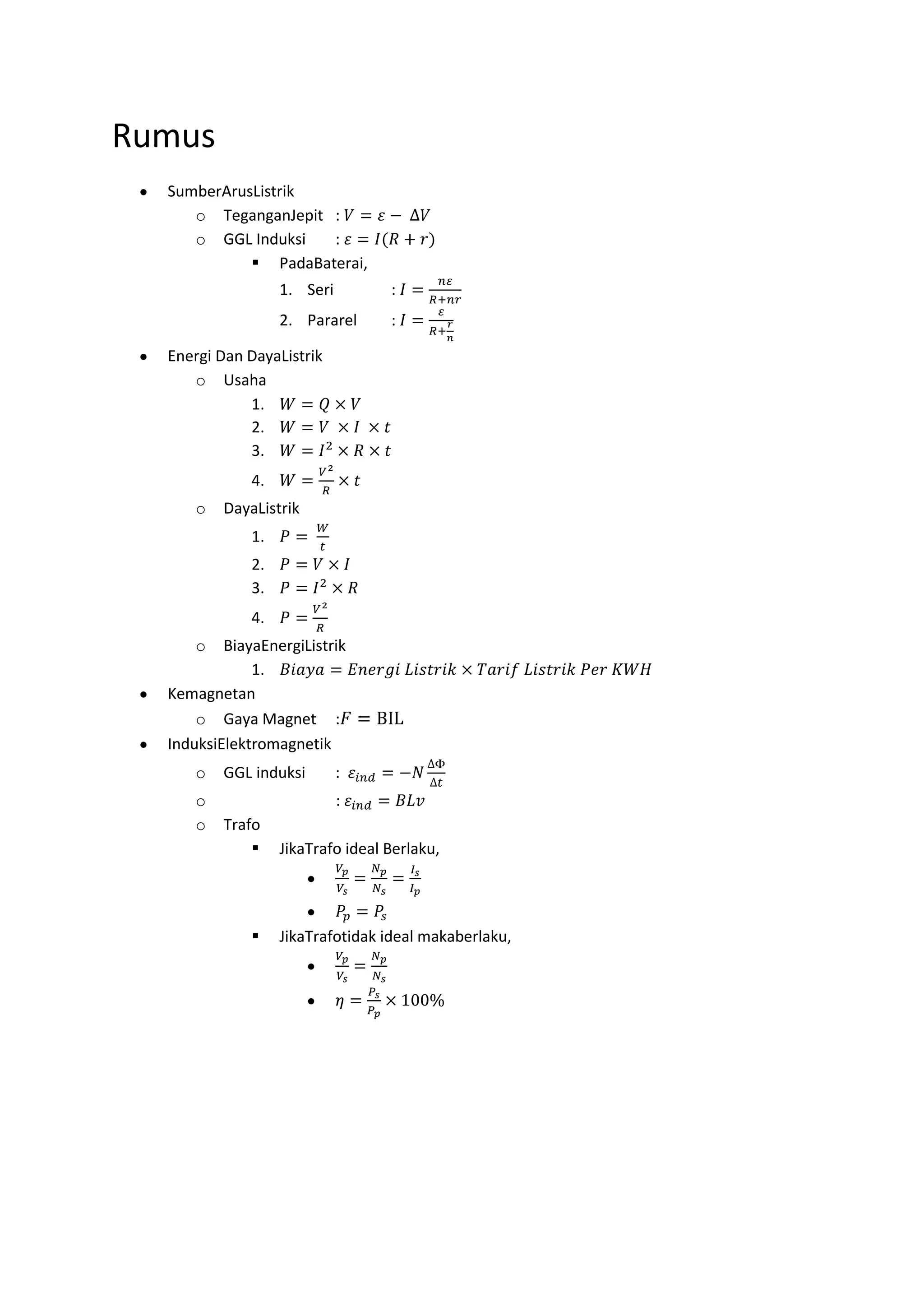 Rumus fisika rekap total | DOCX