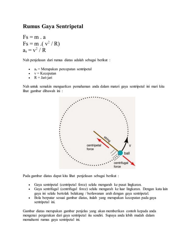 Rumus gaya sentripetal | DOCX
