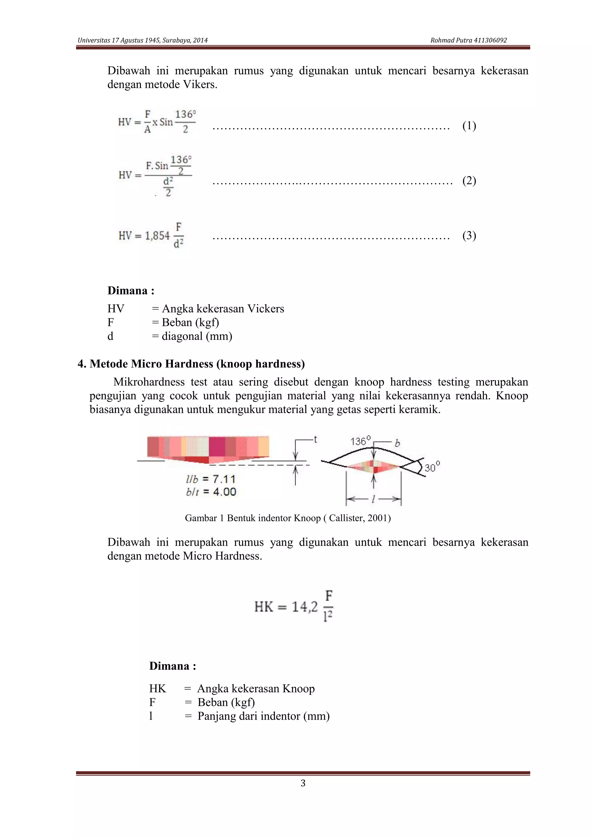 Rumus hardness test | PDF