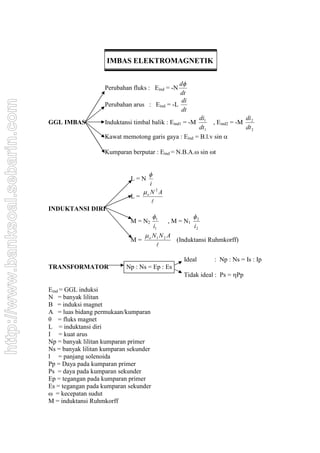 Rumus imbas elektromagnetik | PDF