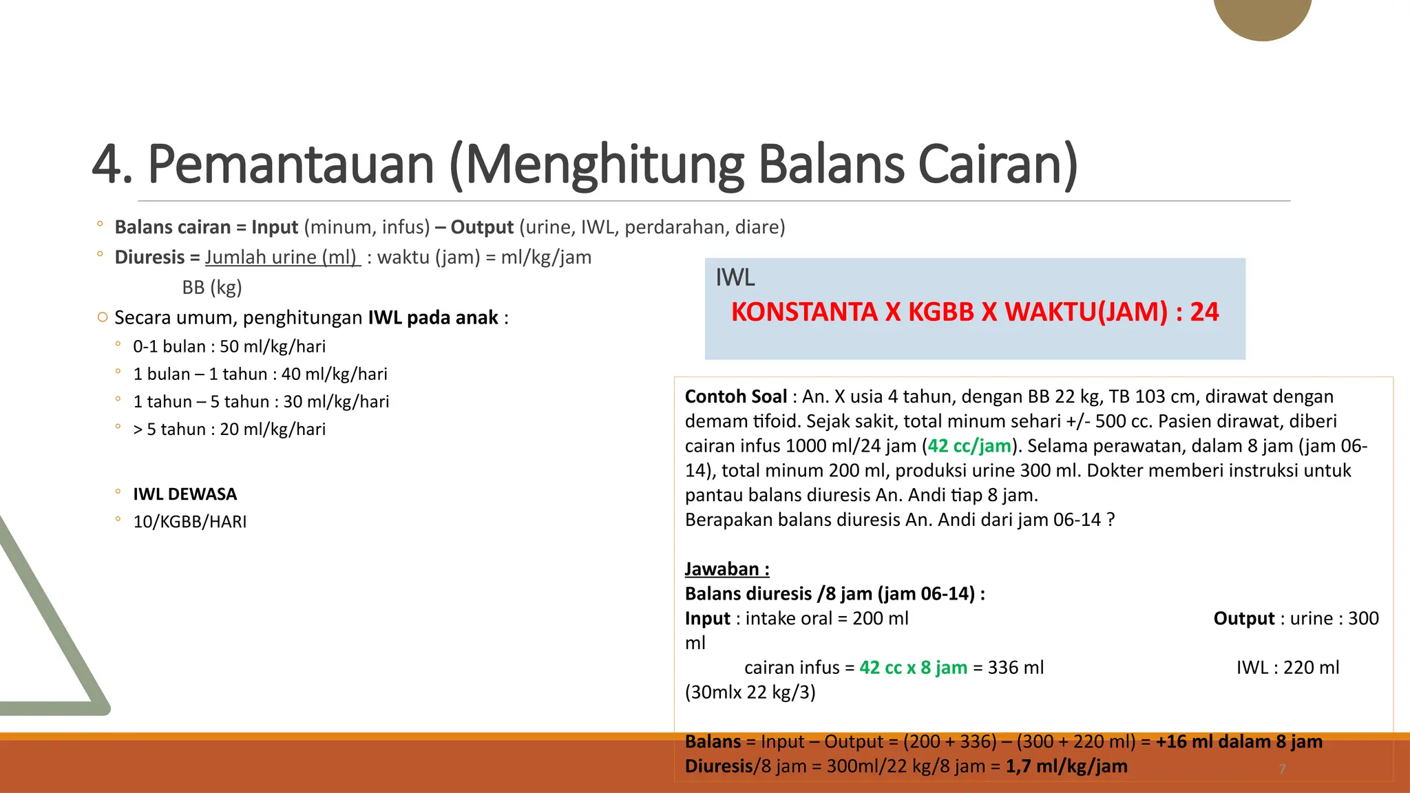 rumus infus dan balance cairan IWL DAN DIURESIS | PPTX