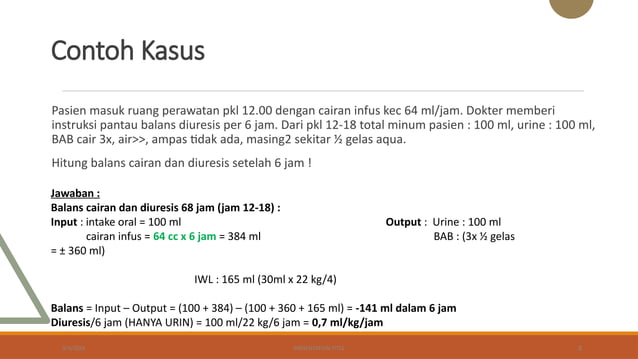 rumus infus dan balance cairan IWL DAN DIURESIS | PPTX