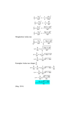 Rumus kuadrat (rumus abc) | DOCX