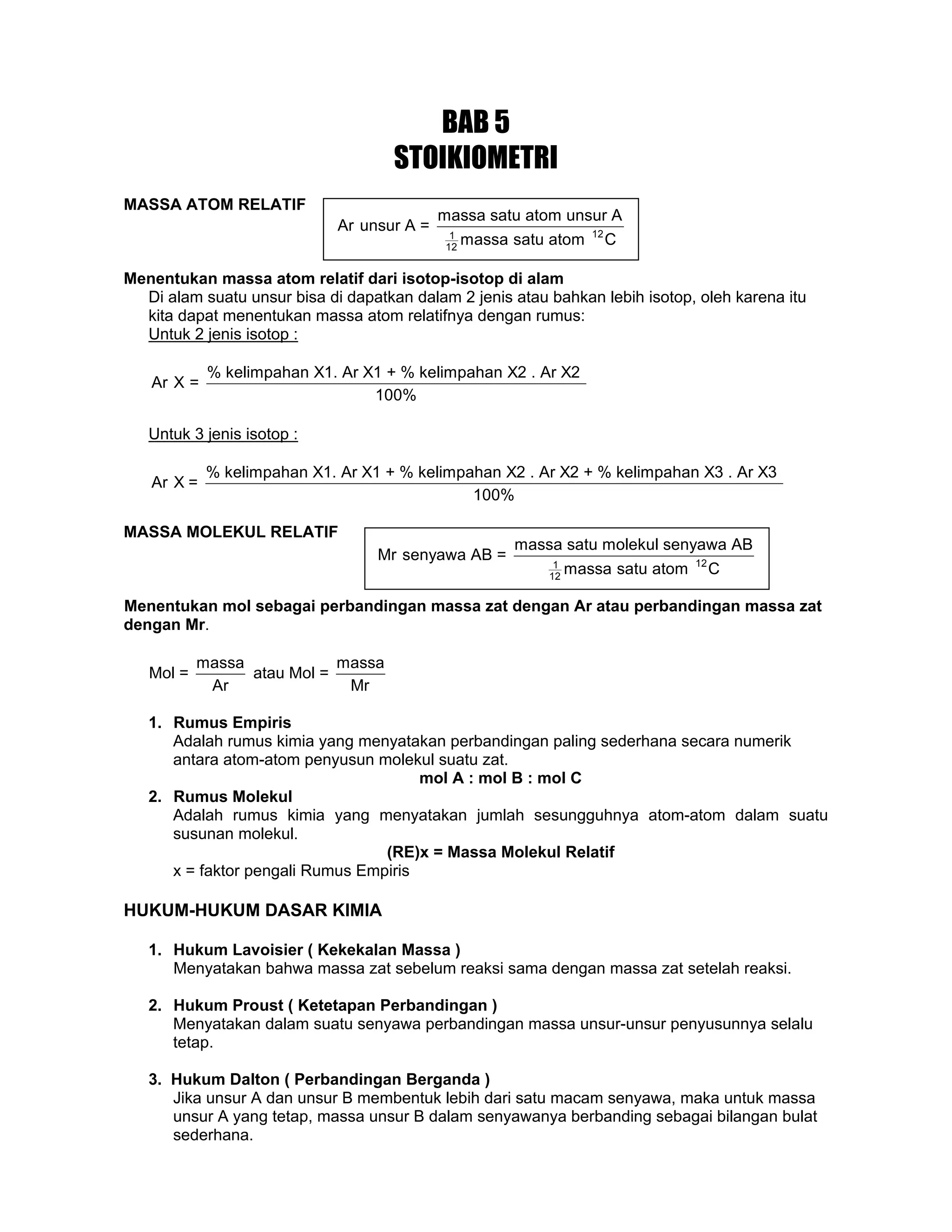 Rumus lengkap kimia sma | PDF