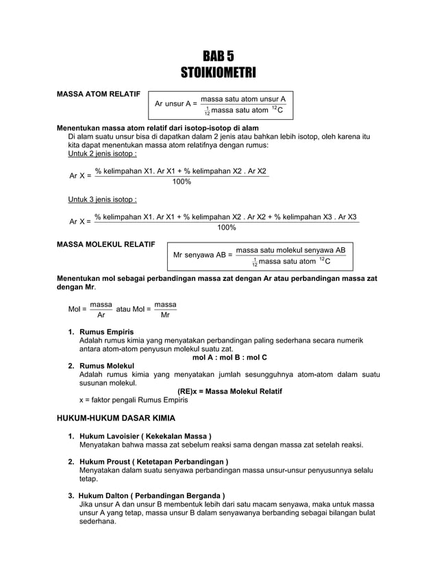 Rumus lengkap kimia sma | PDF