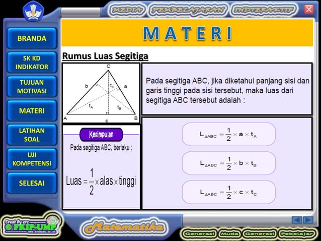 Rumus luas segitiga (bahan ajar interaktif) | PPTX