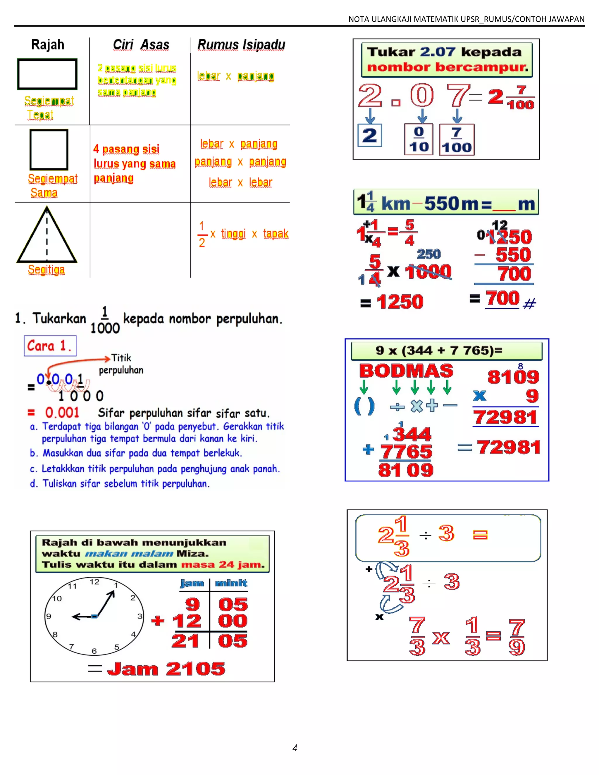 Rumus matematik nota murid | DOC