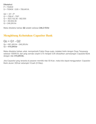 Rumus menghitung kebutuhan capasitor bank | DOCX