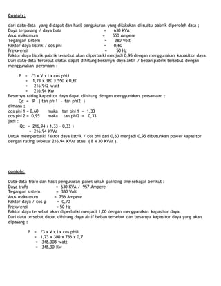 Rumus menghitung kebutuhan capasitor bank | DOCX