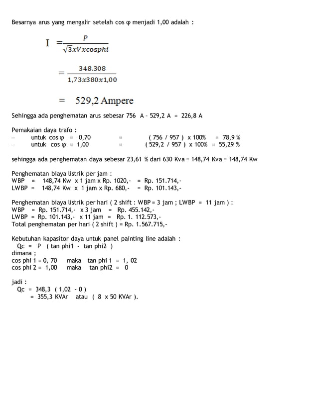 Rumus menghitung kebutuhan capasitor bank | DOCX