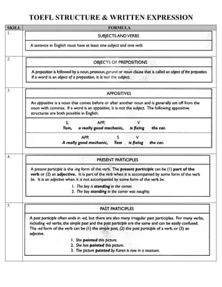 Rumus Structure & Written Expression TOEFL TEST (Skill 1-29) | PDF