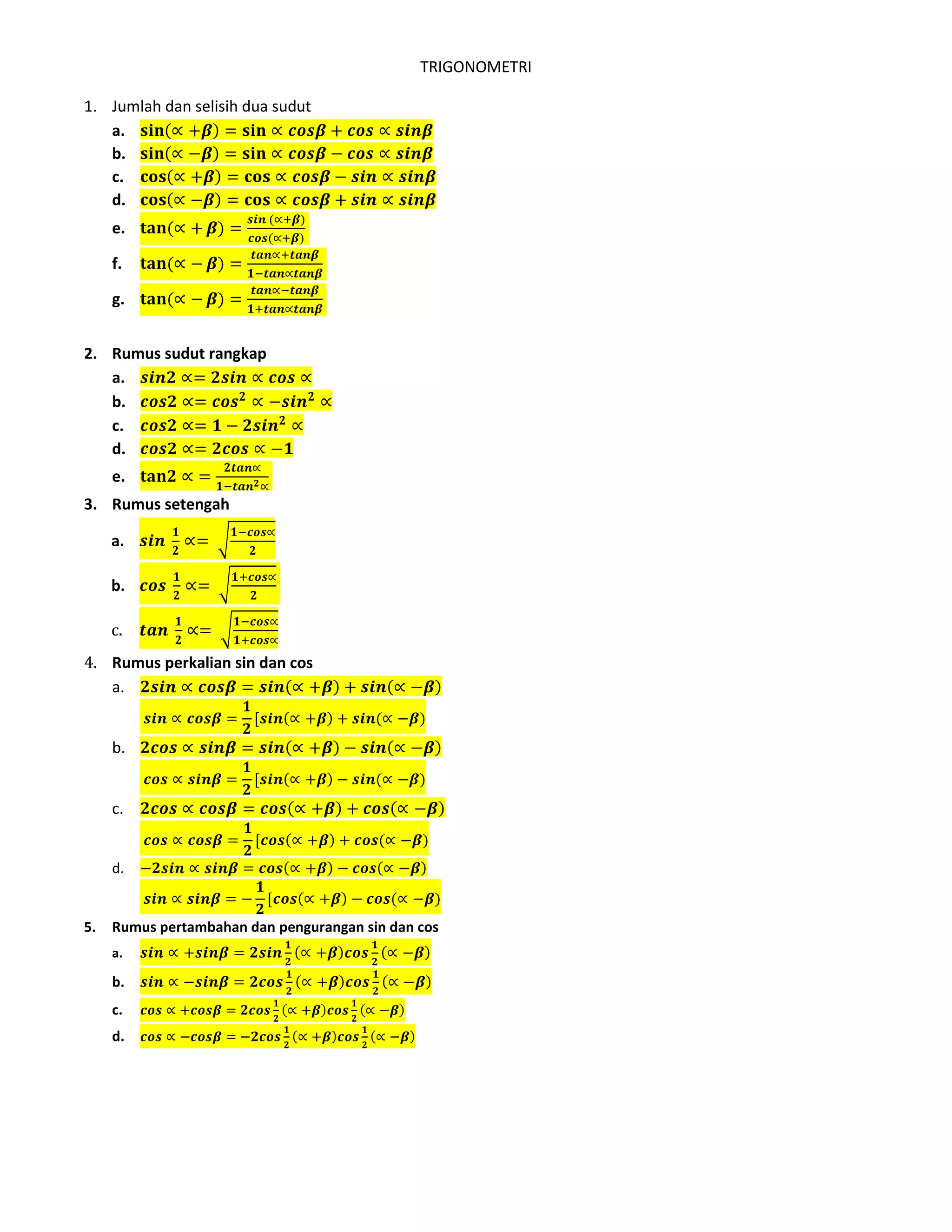 Rumus trigonometri | PDF