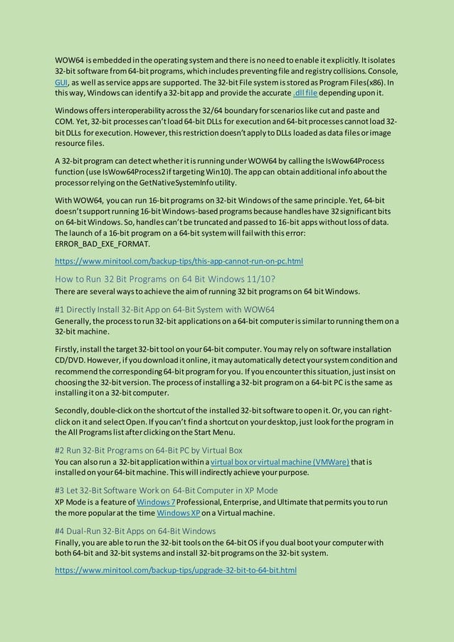 run 32 bit programs on 64 bit windows | PDF