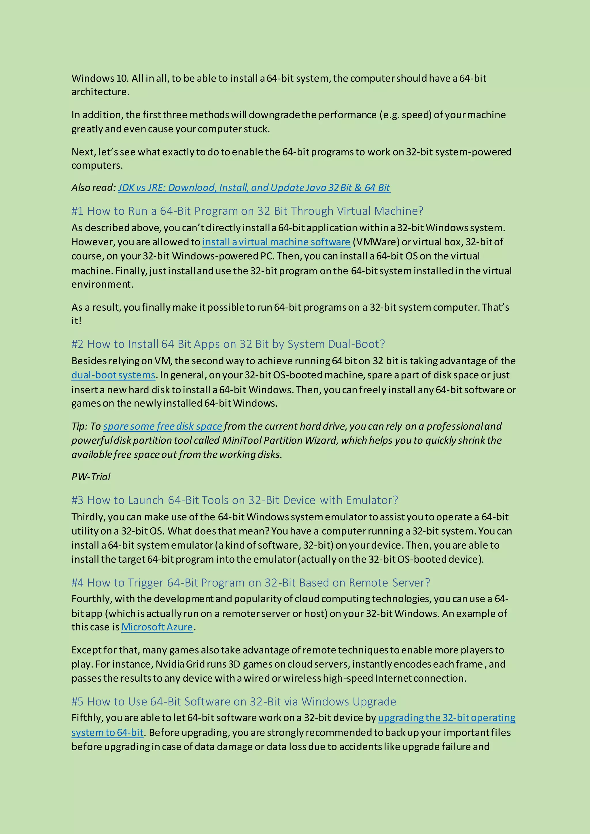 run 64 bit on 32 bit | DOCX