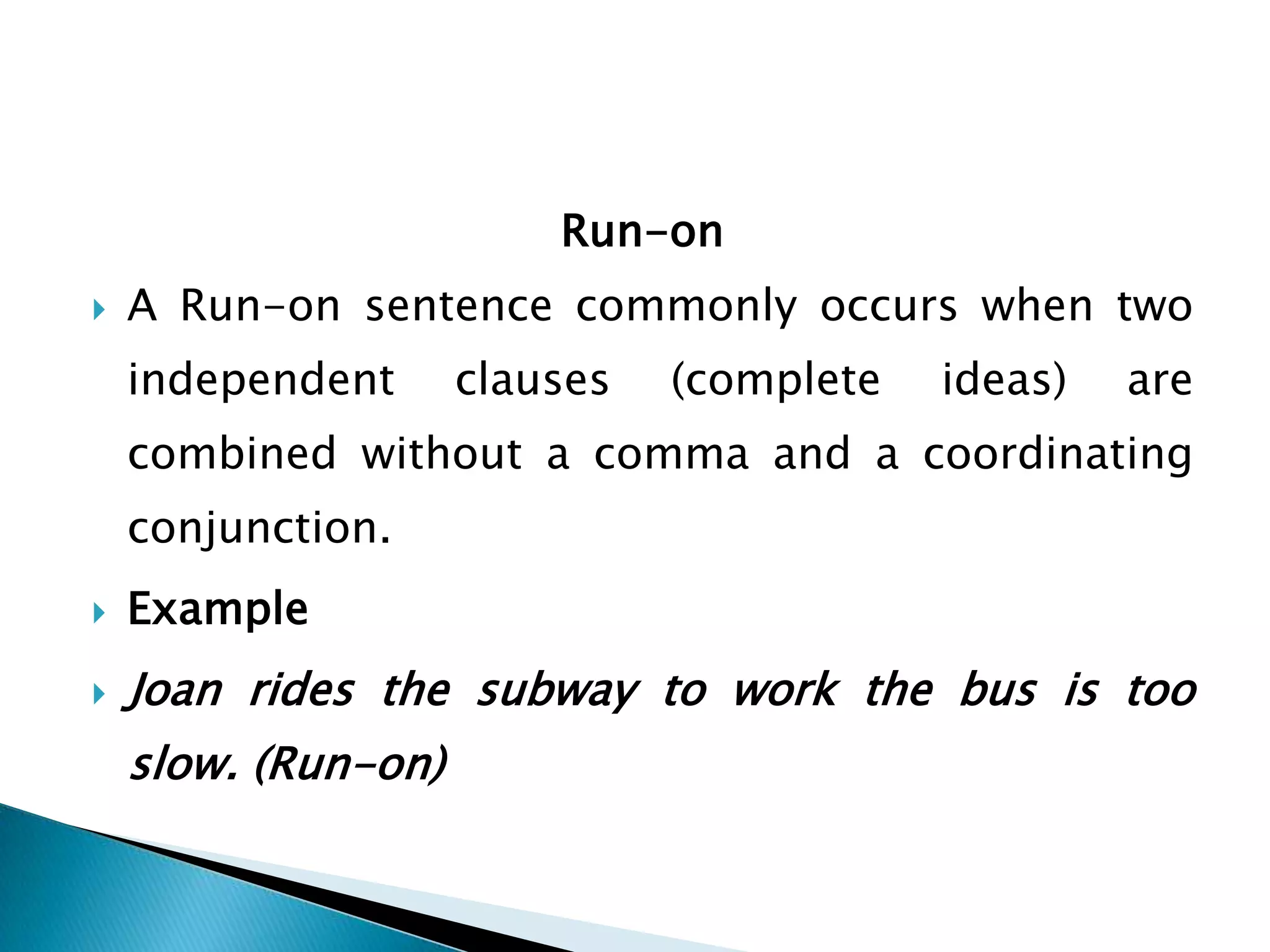 Run on & comma splice | PPT