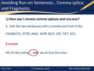 Run ons and comma splice | PPT