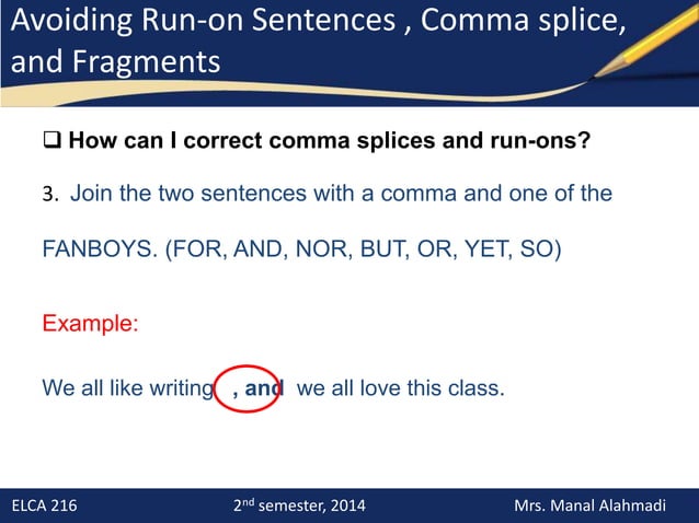 Run ons and comma splice | PPT
