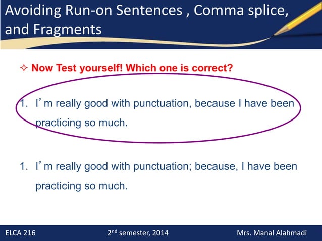 Run ons and comma splice | PPT