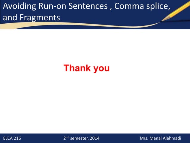 Run ons and comma splice | PPT