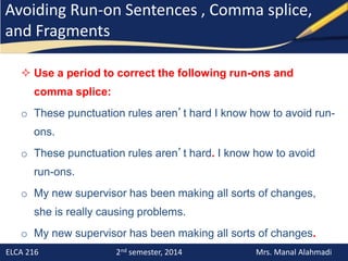 Run ons and comma splice | PPT