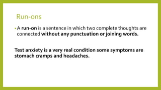 Run-Ons and Comma Splices | PPT