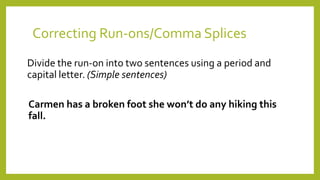 Run-Ons and Comma Splices | PPT
