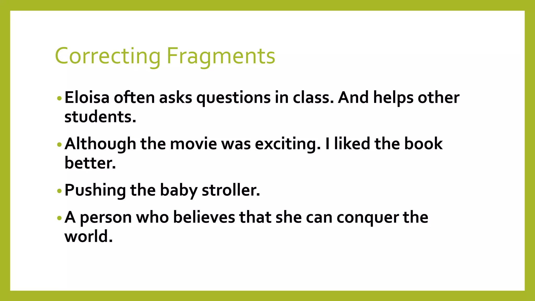 Run ons and Fragments | PPTX