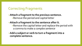 Run ons and Fragments | PPTX