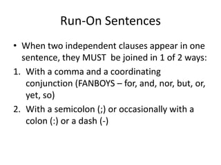 Run on sentence day 12 presentation | PPTX