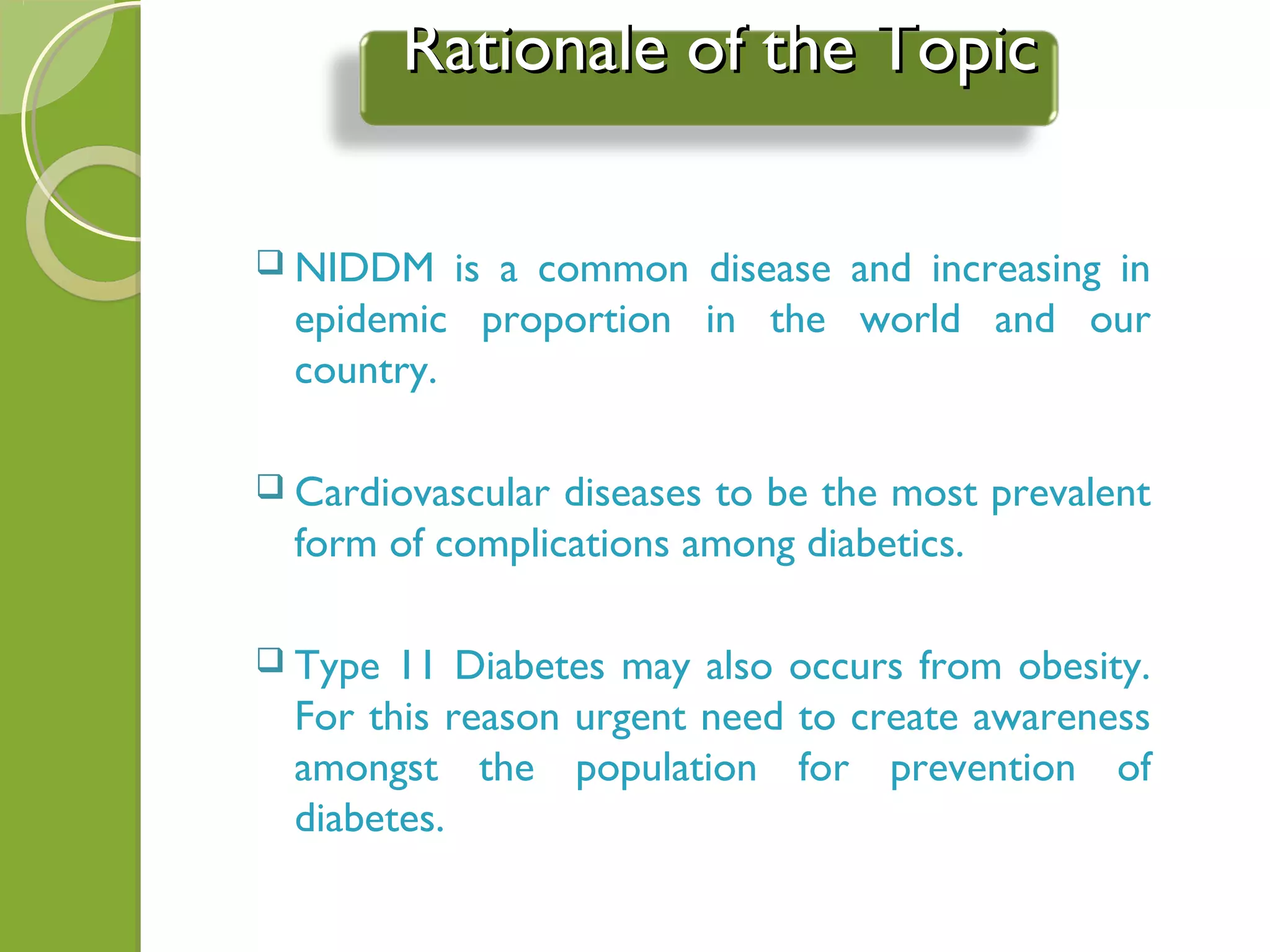Life Style and Nutritional profile of NIDDM patients. | PPT