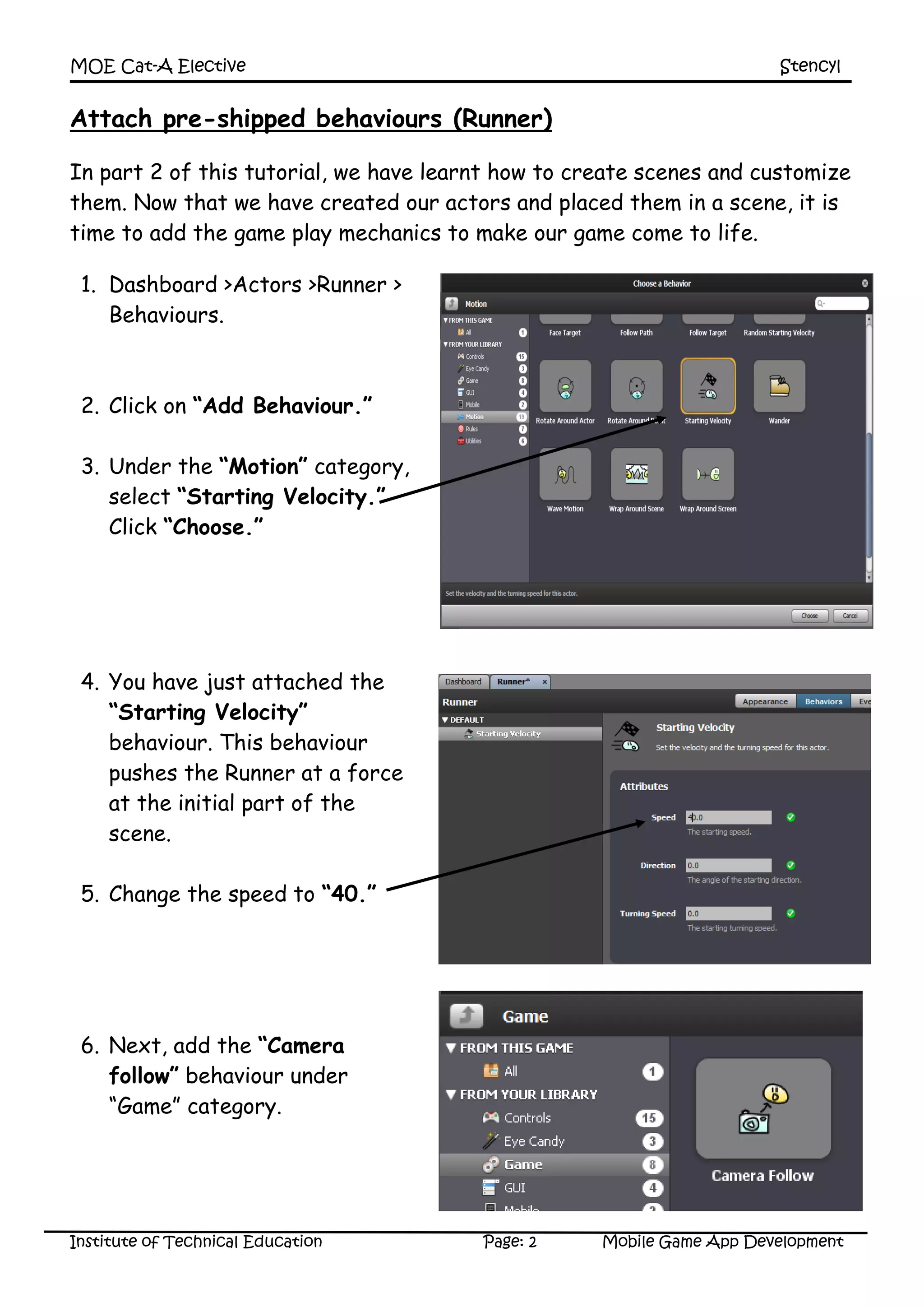 Run and jump tutorial (part 3) behaviours | PDF