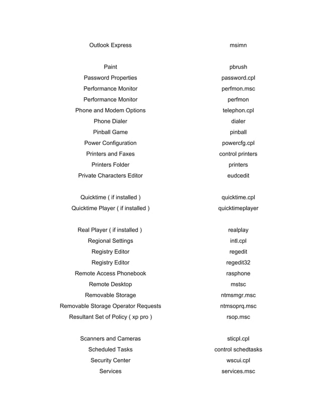 Run commands listed below in alphabetical order | PDF