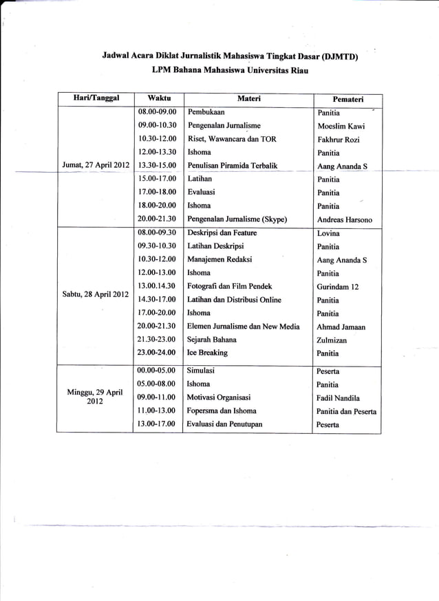 Rundown acara | PDF