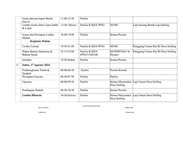 Rundown acara HUT RI 79 Setiling 2024..docx