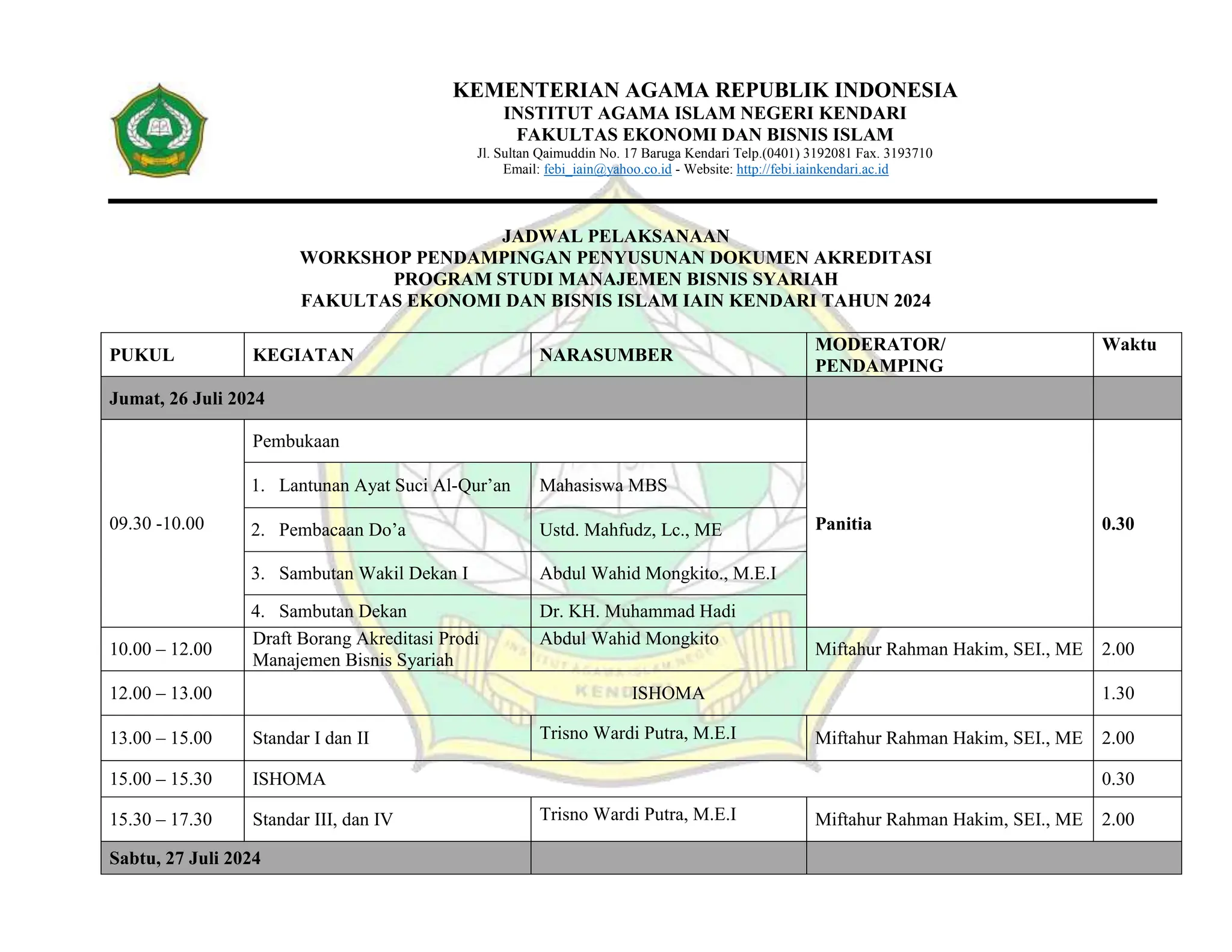 EXAMPLE HOW TO MAKE A RUNDOWN FOR THE WORKSHOP EVENT | DOCX