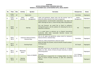 Rundown of Opening Batavia International Conference 2018 | PDF
