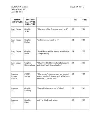 Rundown script for newscast | PDF