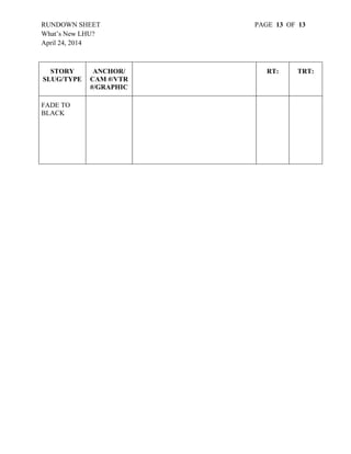 Rundown script for newscast | PDF