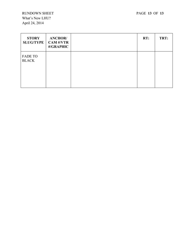 Rundown script for newscast | PDF