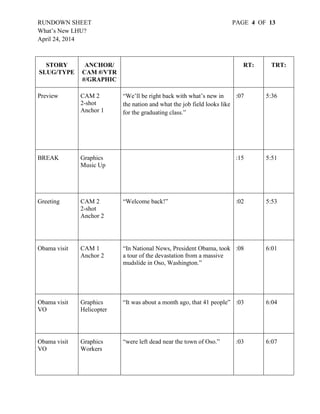 Rundown script for newscast | PDF