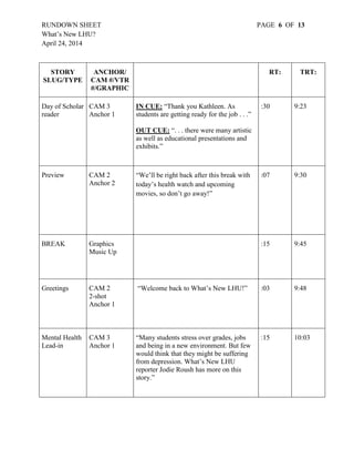 Rundown script for newscast | PDF