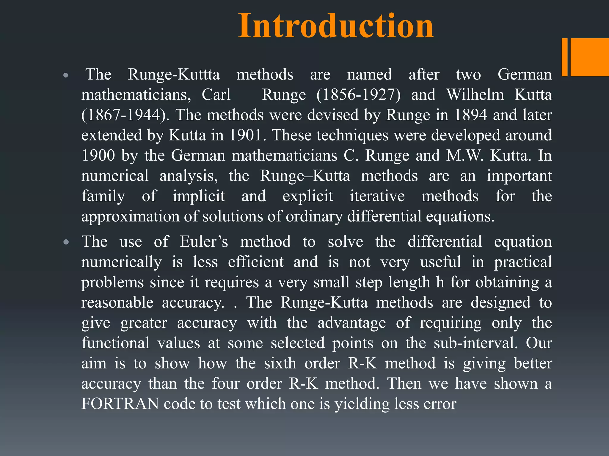 Runge kurta method of order Four and Six | PPTX