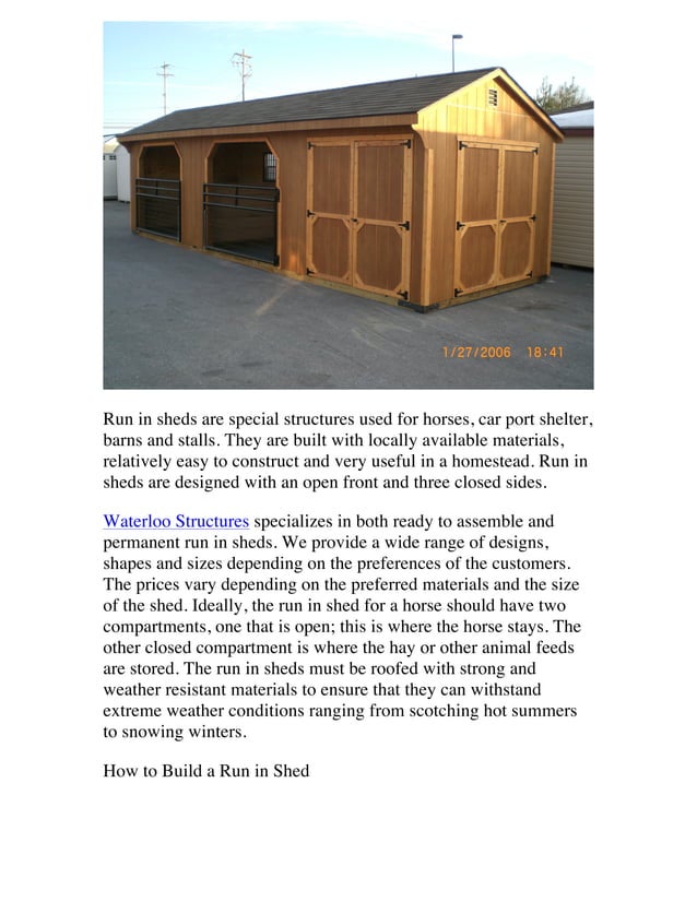 Run in sheds. | PDF