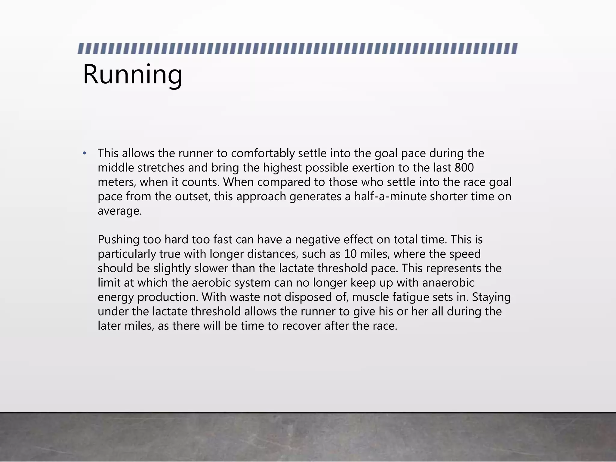 Optimal Pacing Strategies for Running Medium to Long Distances | PPTX