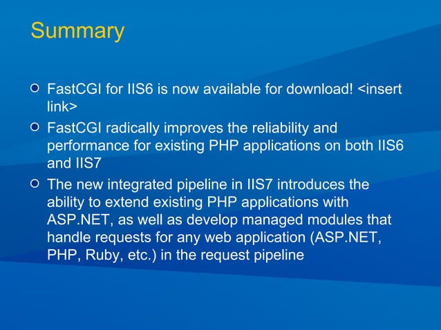 Running PHP on Windows Technical Overview | PPT