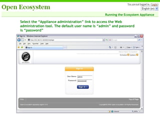 Running the Open Ecosystem Appliance | PPT