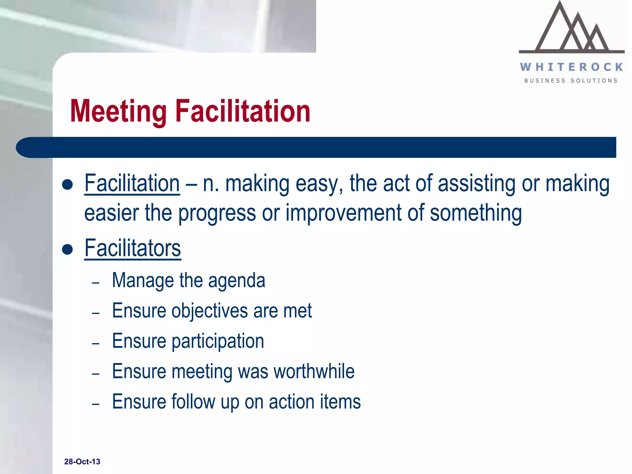 Running effective meetings presentation | PPTX