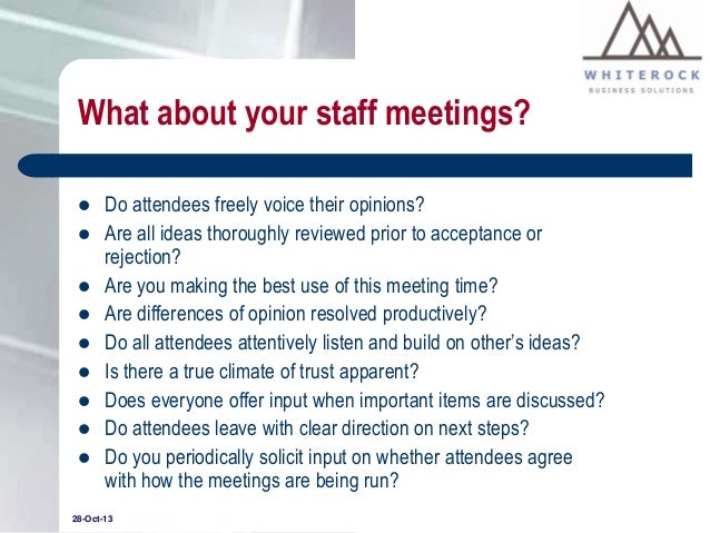 Running effective meetings presentation Running effective meetings presentation