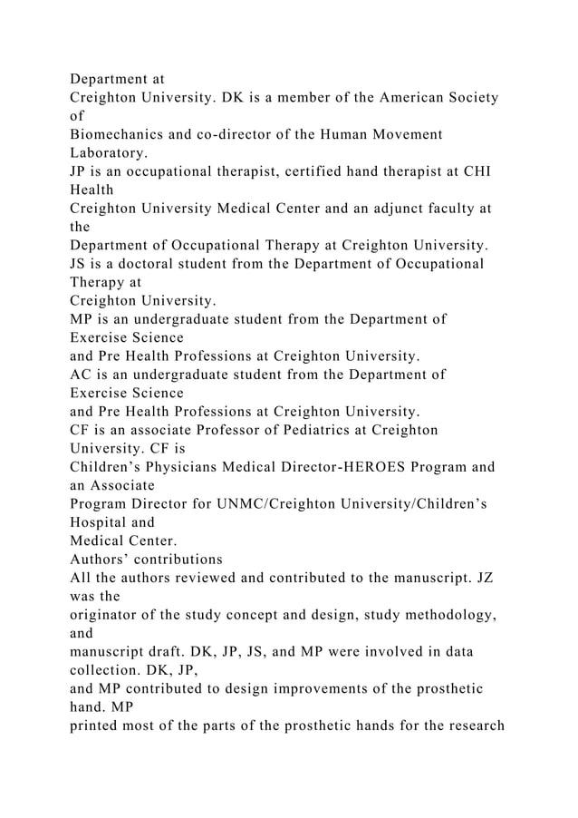 Running head 3D PRINTED AND CONVENTIONAL PROSTHETIC LIMBS .docx