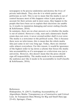Running Head ACCOUNTABILITY IN THE MEDIA1ACCOUNTABILITY IN .docx